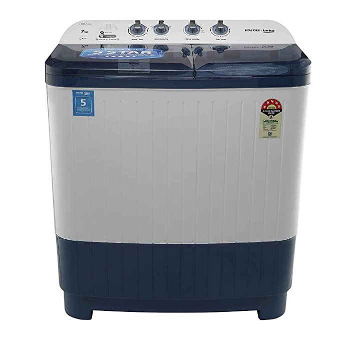Voltas Beko 7 kg Semi-Automatic Top Loading Washing Machine, Double Wa ...